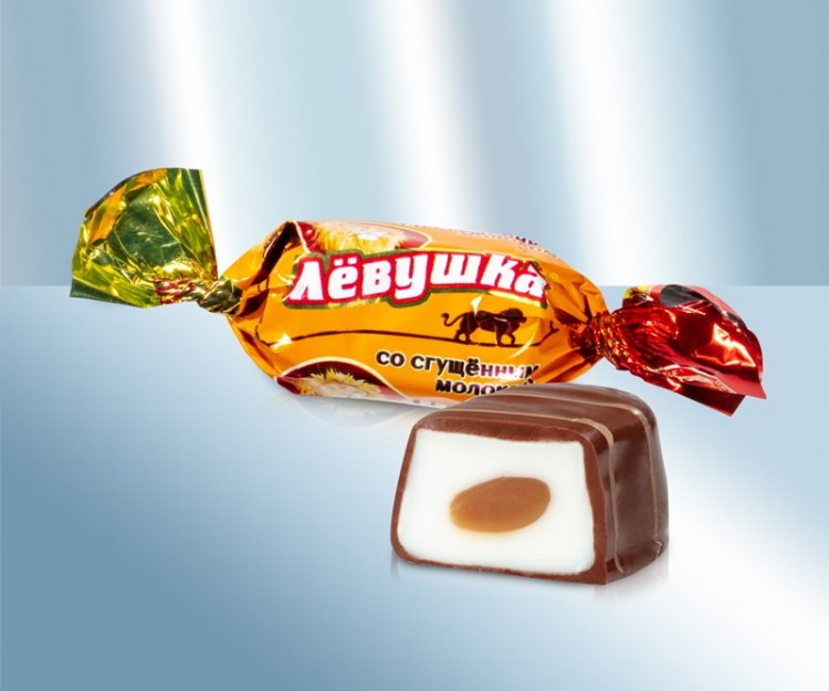 Bombones rusos. Bombones cubiertos de chocolate "Levushka", Rusia, 100 g